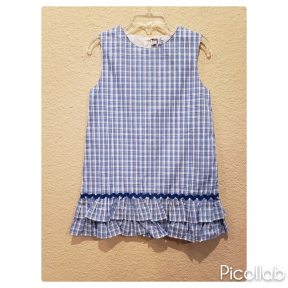 Orient Express | Dresses | Orient Express Blue Plaid Ruffle Dress ...